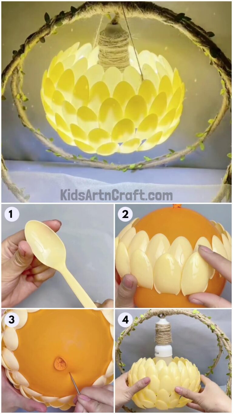 How to make Plastic Spoon Lampshade Step-by-Step Tutorial - Kids Art ...