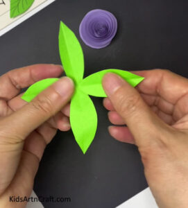 How to Make Purple Paper Flower With Leaves Tutorial - Kids Art & Craft