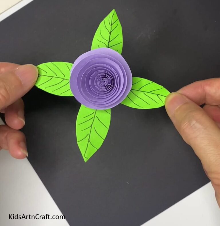 How to Make Purple Paper Flower With Leaves Tutorial - Kids Art & Craft