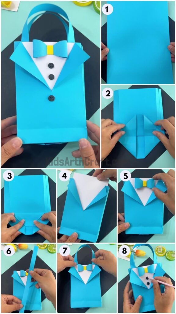 Easy Origami Shirt and Bow Paper Bag Craft At Home - Kids Art & Craft