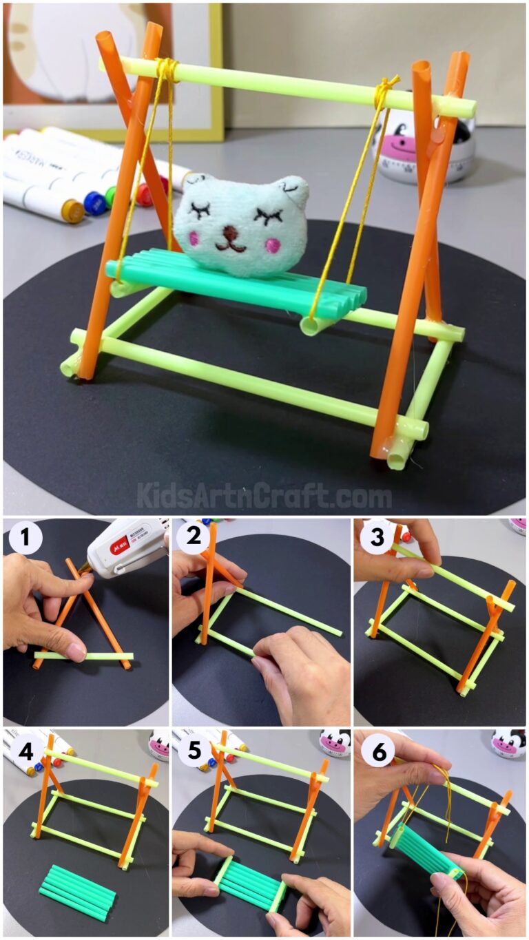 How to Make Straw Swing Step by Step Tutorial - Kids Art & Craft