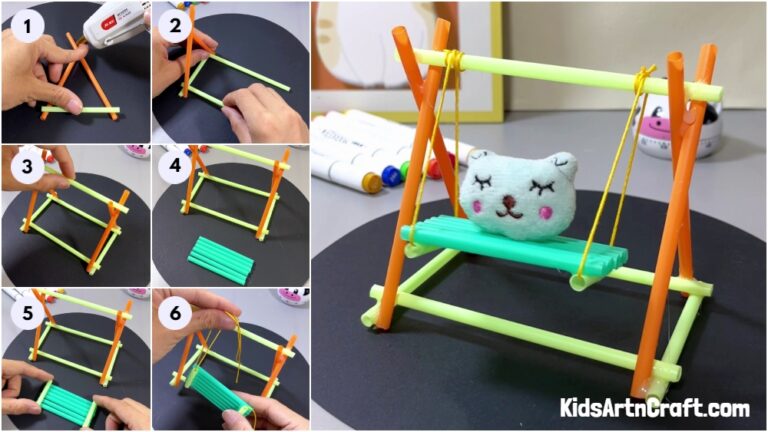 How to Make Straw Swing Step by Step Tutorial - Kids Art & Craft