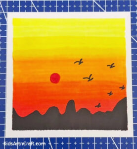 How To Make Sunset Scenery Art Tutorial For Beginners - Kids Art & Craft