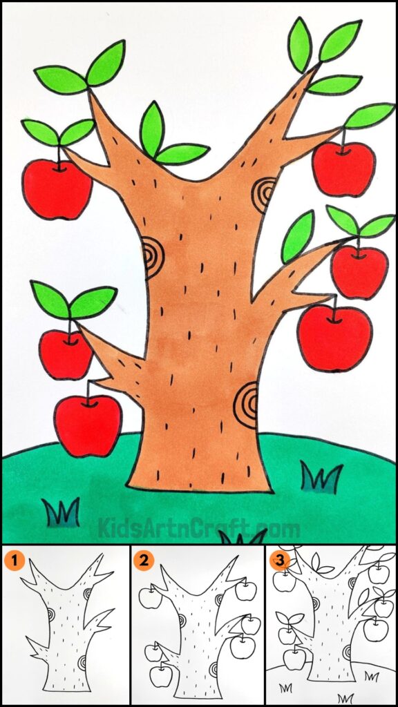 Easy Apple Tree Painting Tutorial For Kids - Kids Art & Craft