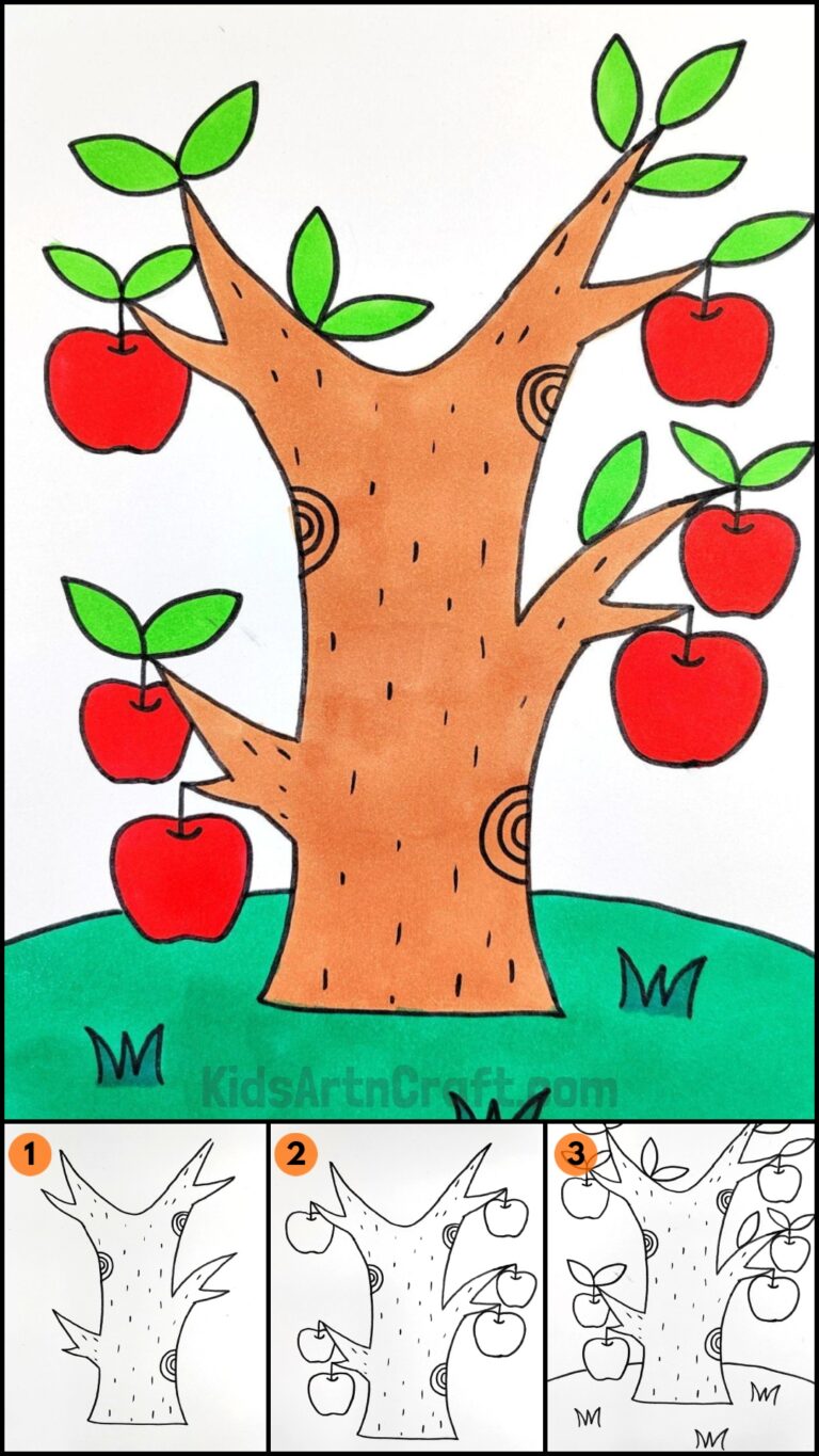 Easy Apple Tree Painting Tutorial For Kids - Kids Art & Craft