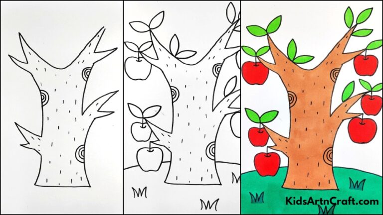 Easy Apple Tree Painting Tutorial For Kids - Kids Art & Craft