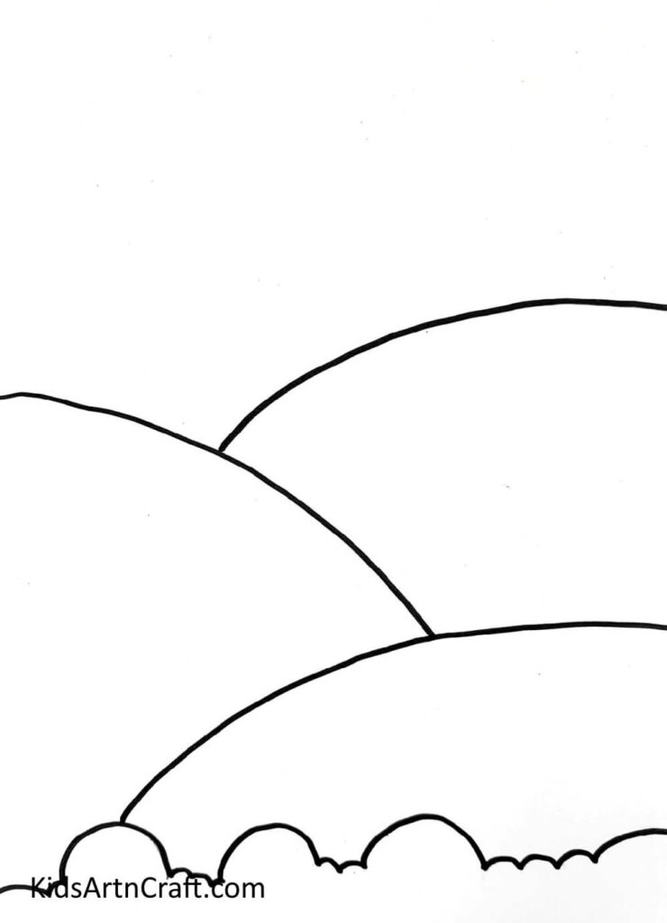 Landscape Drawing Step by Step Tutorial for kids - Kids Art & Craft