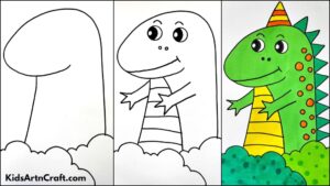 Learn How to Draw a Dinosaur - Easy Tutorial - Kids Art & Craft