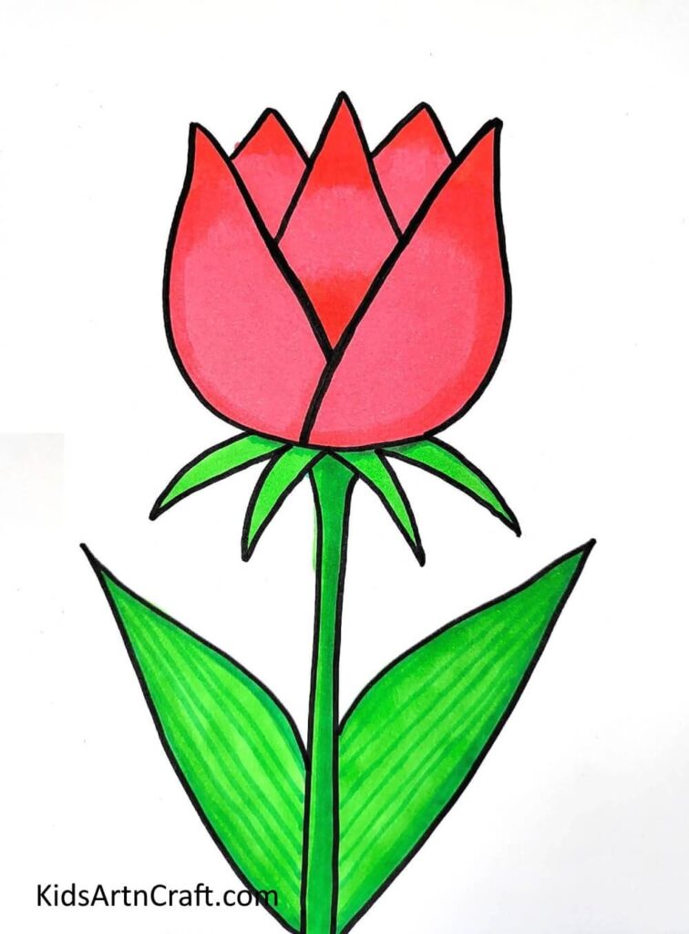 Tulip Flower Drawing Easy Tutorial For Kids - Kids Art & Craft
