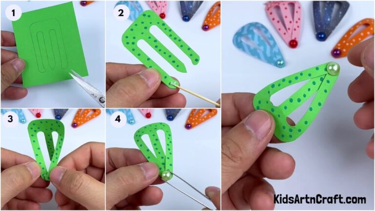 Learn to Make Paper Hair Clips Step-by-Step Tutorial - Kids Art & Craft