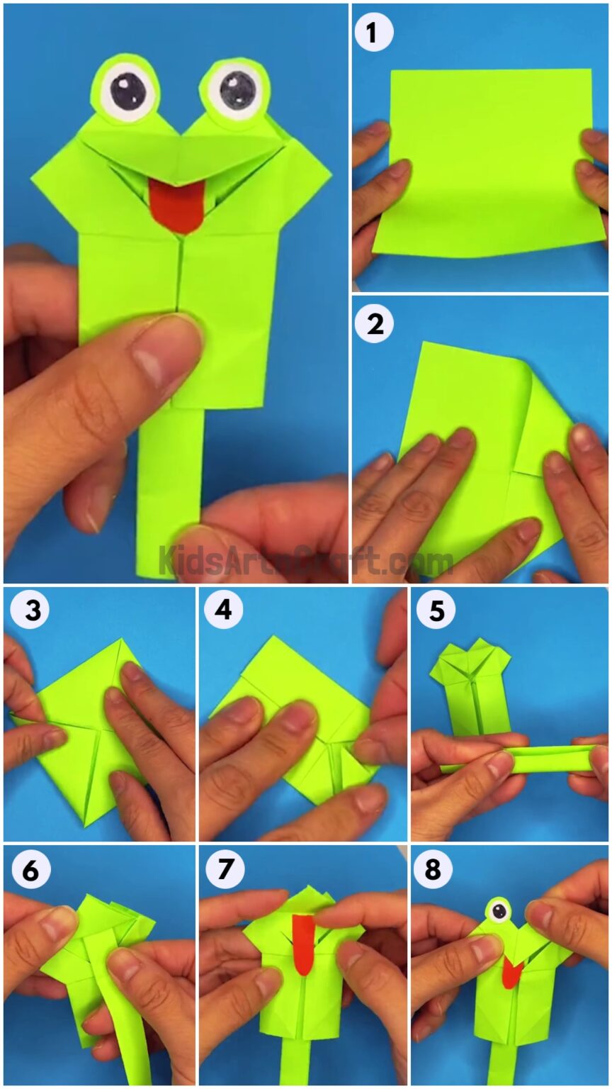 Moving Paper Toy Frog Easy Craft For Kids - Kids Art & Craft