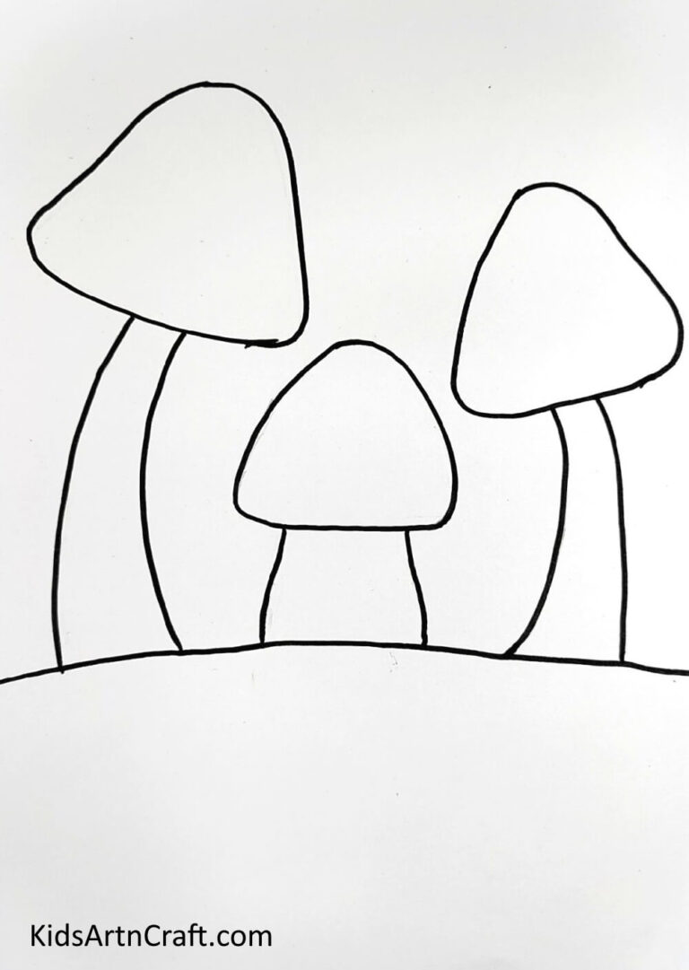 Mushroom Drawing Step by Step Tutorial For Kids - Kids Art & Craft