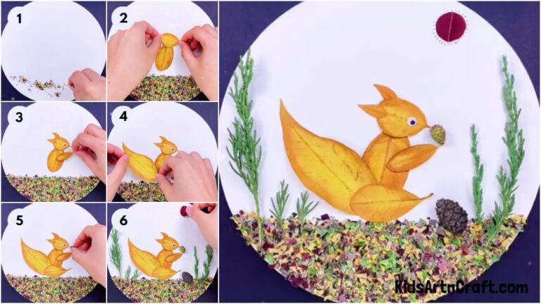 Autumn Leaf Squirrel Craft Tutorial For Beginners - Kids Art & Craft