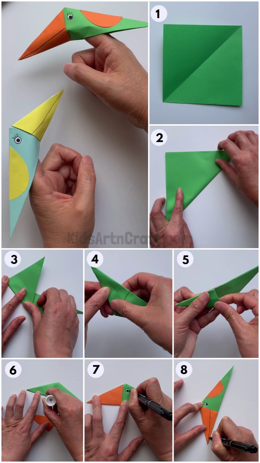 Paper Bird Finger Puppet Craft Tutorial For Kids - Kids Art & Craft