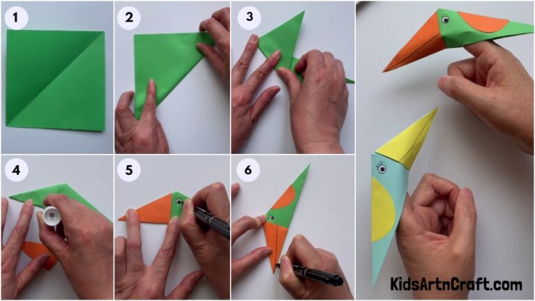 Paper Bird Finger Puppet Craft Tutorial For Kids - Kids Art & Craft