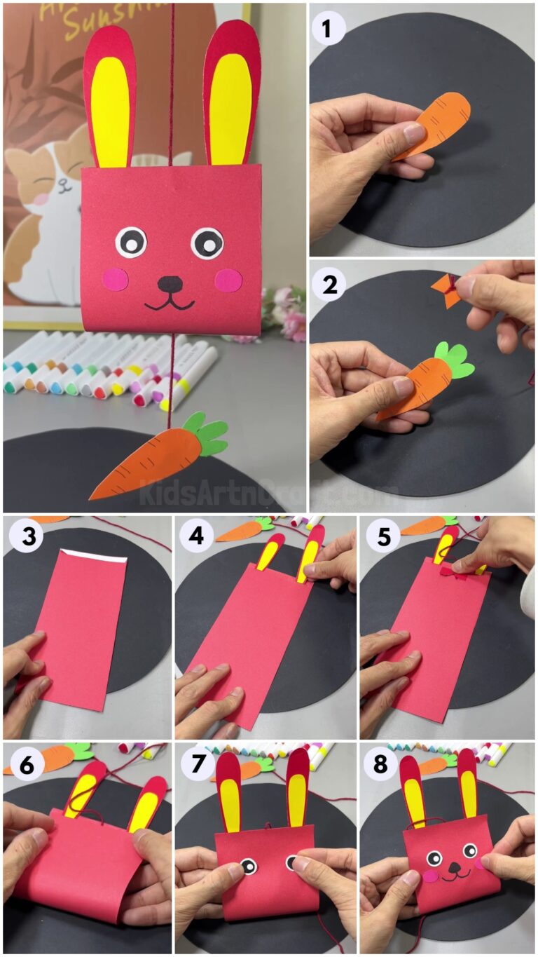 Paper Bunny & Carrot Hanging Craft For Kids - Kids Art & Craft