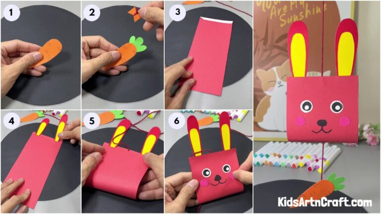 Paper Bunny & Carrot Hanging Craft For Kids - Kids Art & Craft
