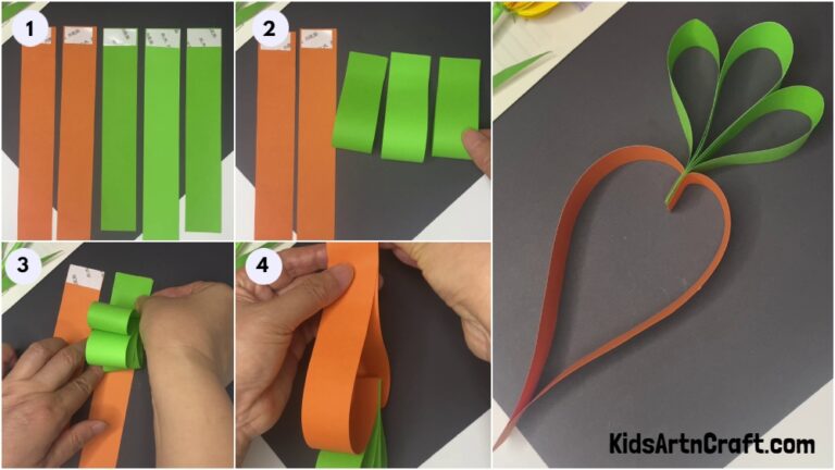 Paper Carrot Craft Step by Step Tutorial for Kids - Kids Art & Craft