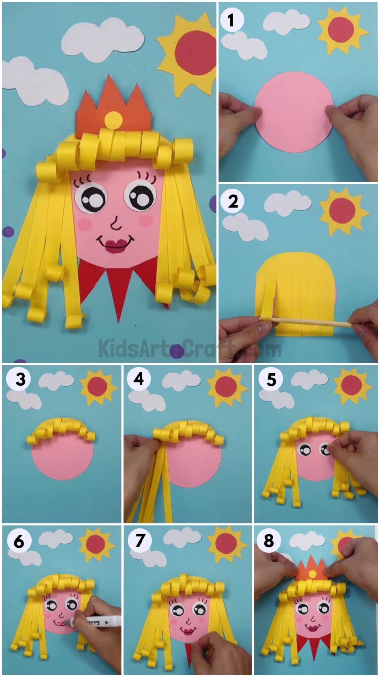 Paper Princess Step by Step tutorial for kids - Kids Art & Craft