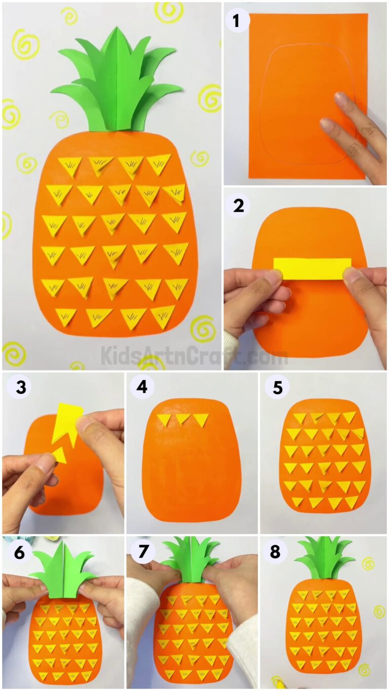 Pineapple Paper Craft easy tutorial for kids - Kids Art & Craft