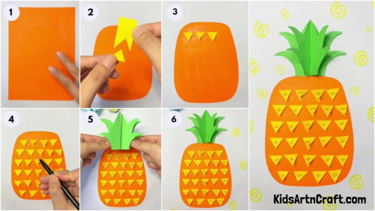Pineapple Paper Craft easy tutorial for kids - Kids Art & Craft