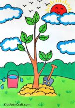 Planting a Tree Easy Drawing For Environment Day - Kids Art & Craft