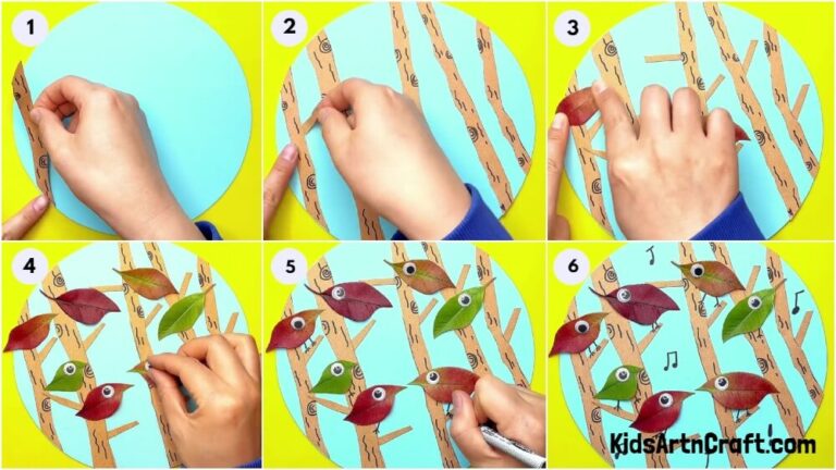 Pretty Birds Singing Leaf Craft Tutorial For Kids - Kids Art & Craft