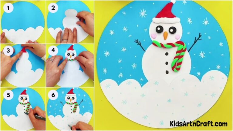 Pretty Snowman Paper Clay Craft Tutorial For Beginners - Kids Art & Craft