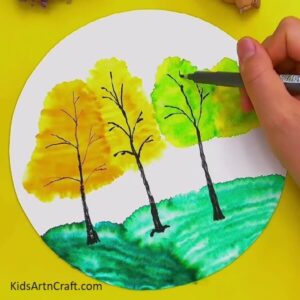 Pretty Tree Landscape Sketchpen Painting Art Idea For Kids - Kids Art ...