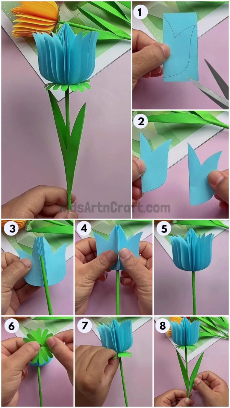 Pretty Tulip Flower Easy Craft Tutorial For Kids - Kids Art & Craft