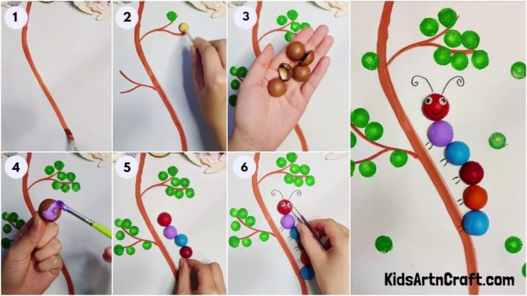 Macadamia Nutshell Caterpillar Artwork Craft Tutorial For Beginners ...