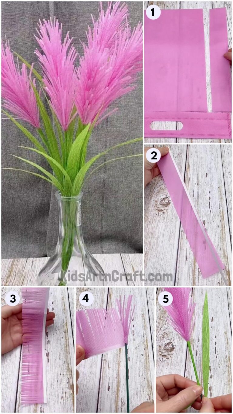 Realistic Crepe Paper Pompous Flower Craft Idea For Beginners - Kids ...