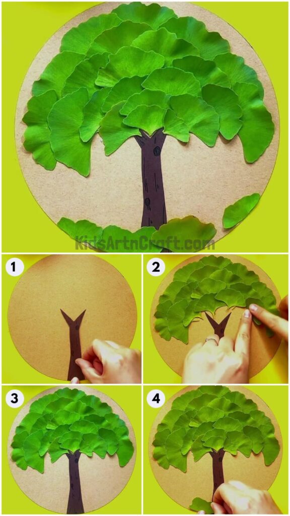 Realistic Tree Craft Using Leaves Step-by-step Tutorial - Kids Art & Craft