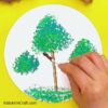 Realistic Tree Landscape Stamp Painting Using Fruit foam - Kids Art & Craft