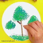 Realistic Tree Landscape Stamp Painting Using Fruit foam - Kids Art & Craft