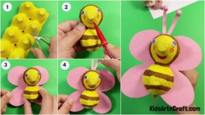 Recycled Egg Cartoon Bee Craft Tutorial For Kids - Kids Art & Craft