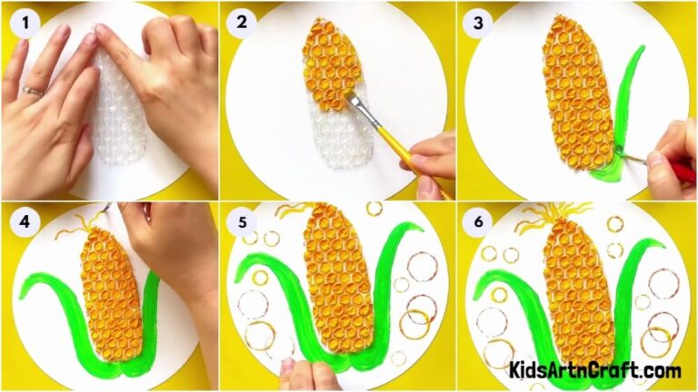 Simple Corn Craft Using Bubble Wrap Tutorial For Beginners - Kids Art ...
