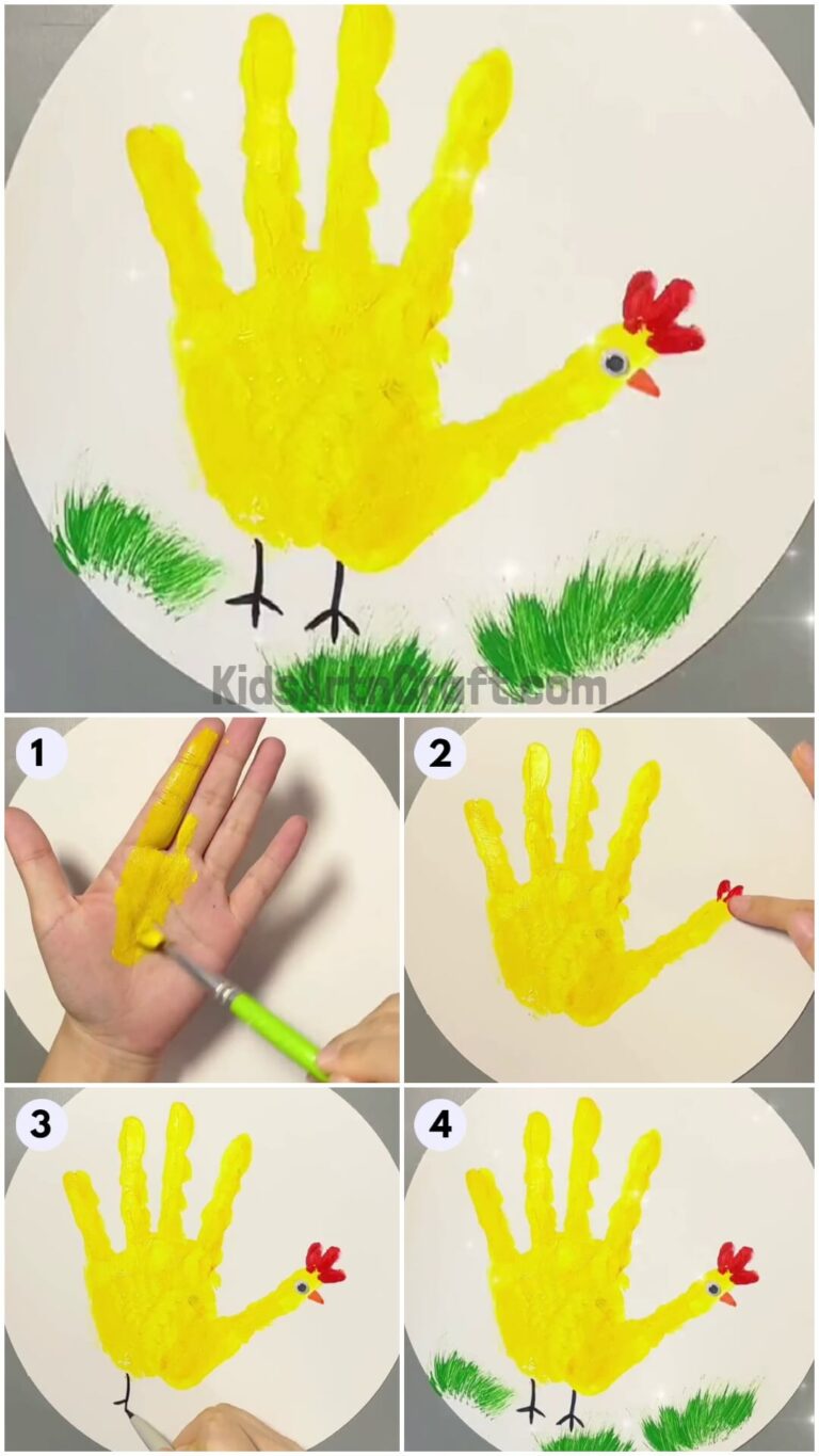 Simple Handprint Hen Art Tutorial For Kids - Kids Art & Craft