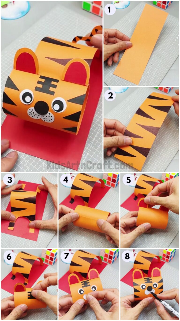 Simple Tiger Paper Craft Step by Step Tutorial - Kids Art & Craft