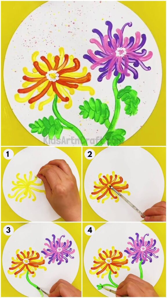 Unique Flower Painting Artwork Tutorial From Cotton Earbud - Kids Art ...
