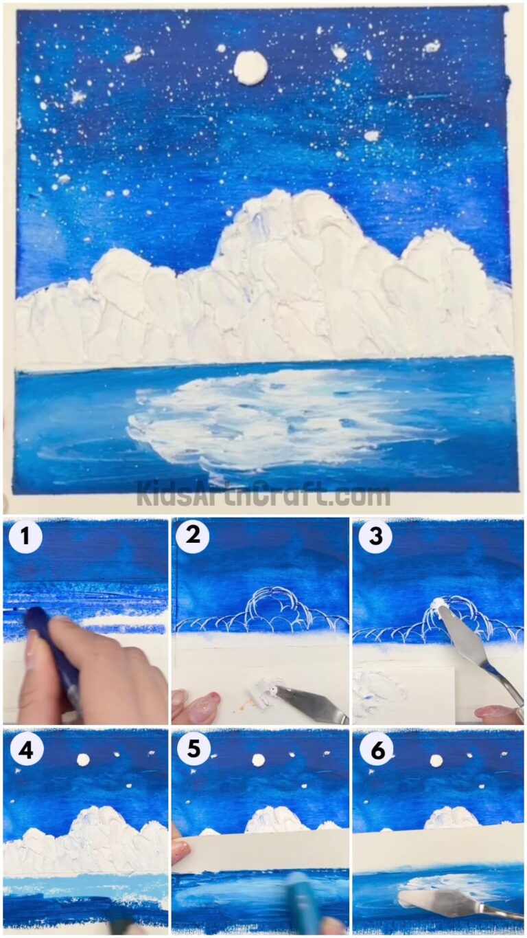 Unique Winter Snow Mountain Painting Tutorial For Kids - Kids Art & Craft