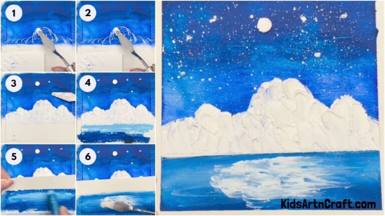 Unique Winter Snow Mountain Painting Tutorial For Kids - Kids Art & Craft
