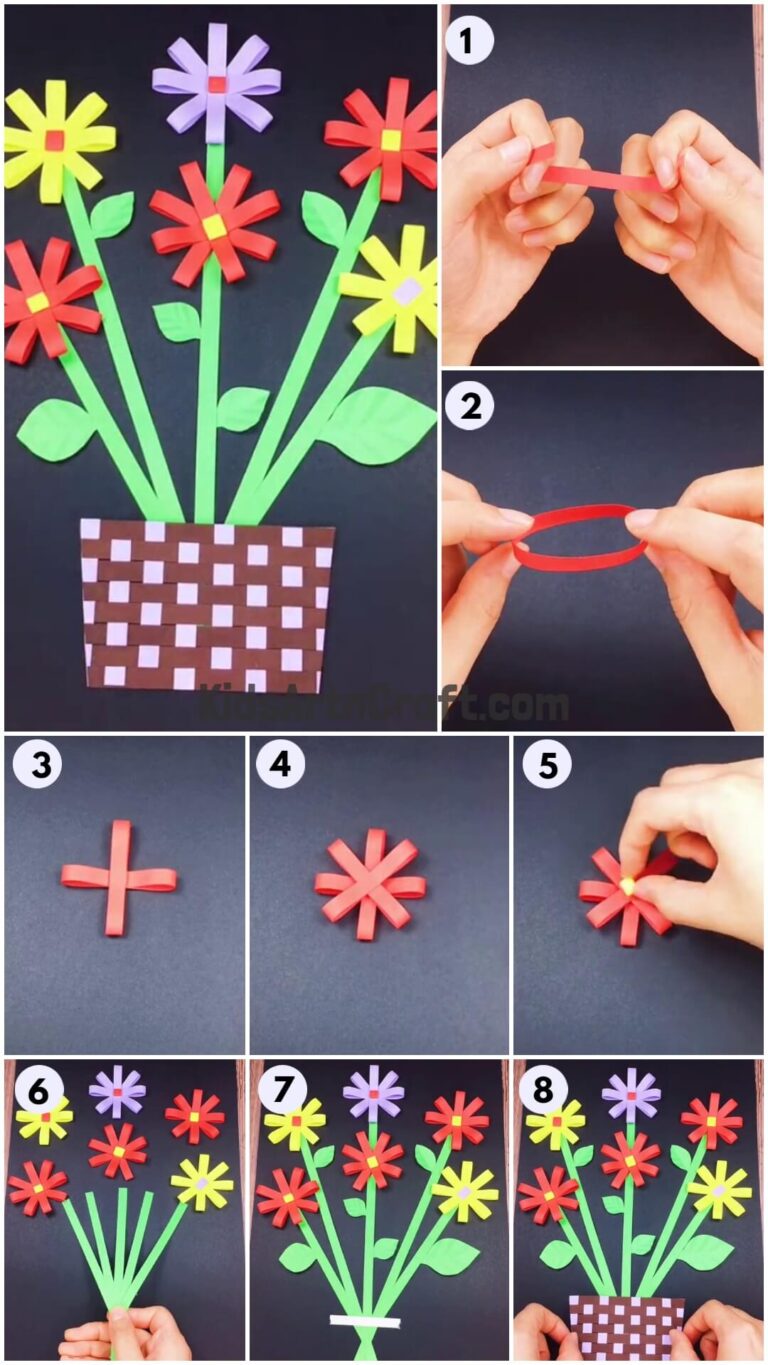 Vibrant Paper Flower Pot Tutorial For Beginners - Kids Art & Craft