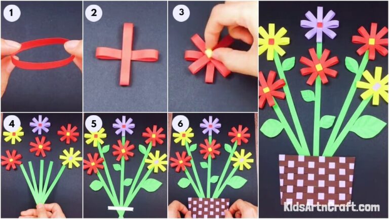 Vibrant Paper Flower Pot Tutorial For Beginners - Kids Art & Craft