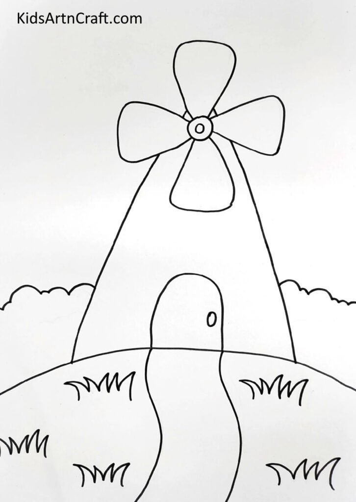 Windmill Drawing And Coloring Tutorial For Kids - Kids Art & Craft