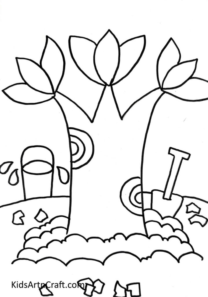 World Environment Day Tree Drawing for Kids - Kids Art & Craft