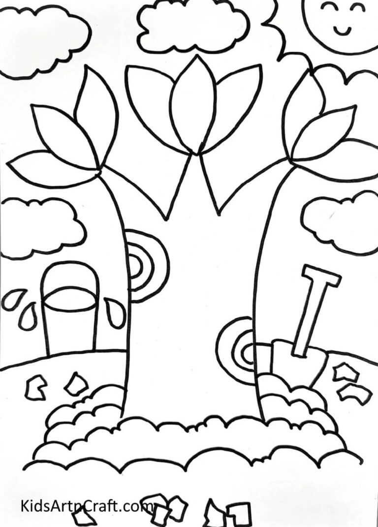 World Environment Day Tree Drawing for Kids - Kids Art & Craft