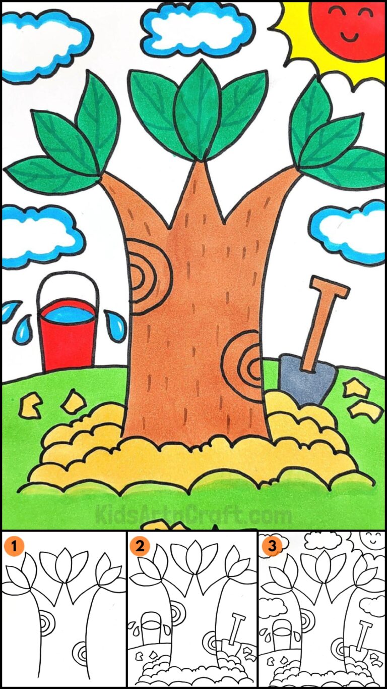 World Environment Day Tree Drawing for Kids - Kids Art & Craft
