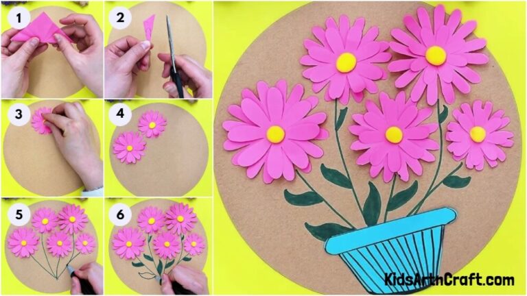 3D Flower Making Craft Step-by-step Tutorial For Kids - Kids Art & Craft