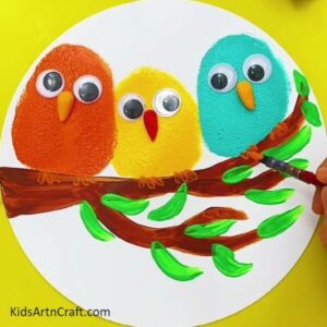 Birds Over Tree Branch Painting Step by Step Tutorial - Kids Art & Craft